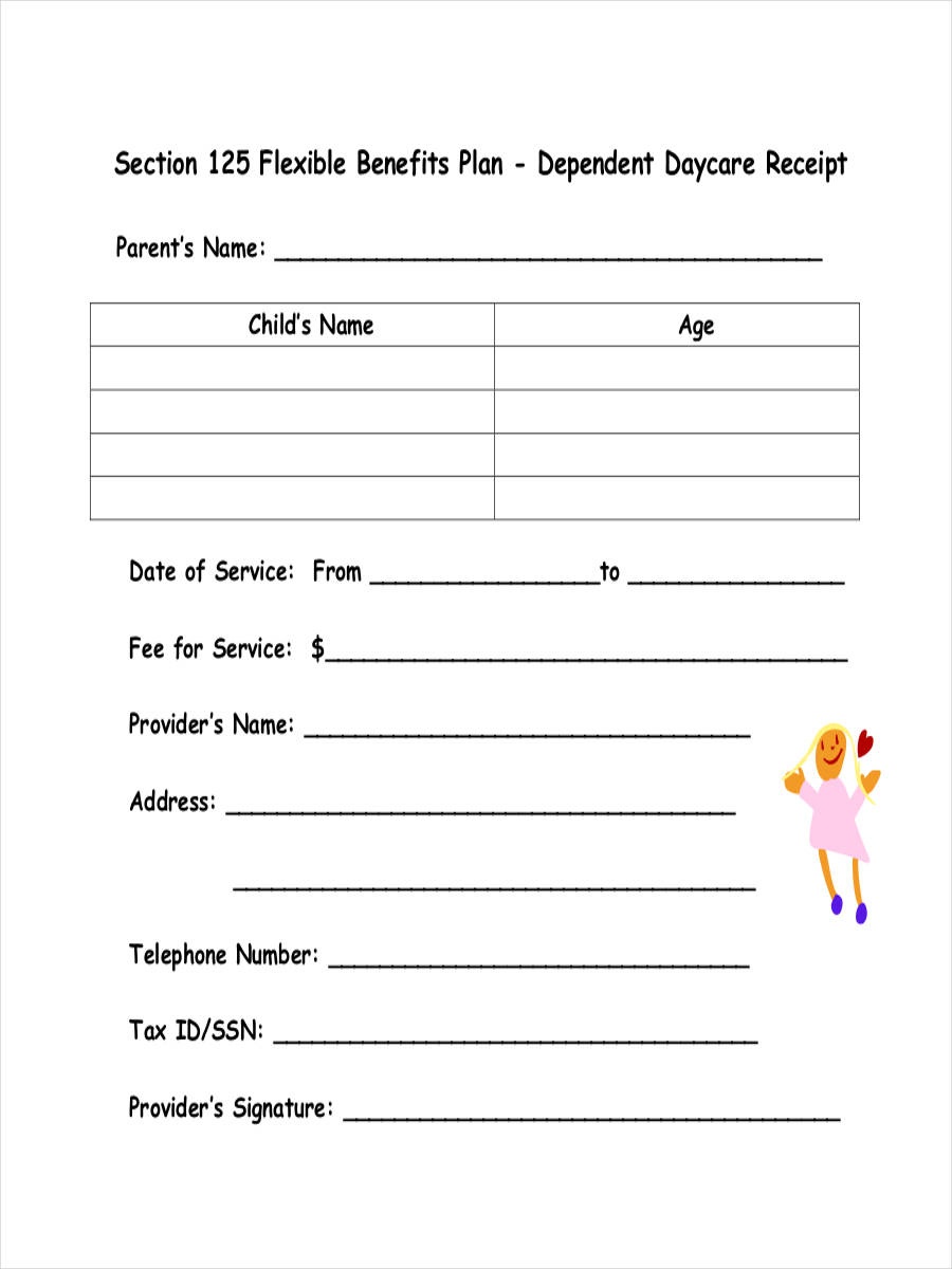 Free Printable Daycare Receipt Template