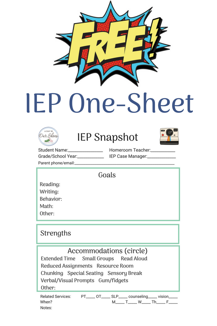 Iep At A Glance Free Printable Free Printable