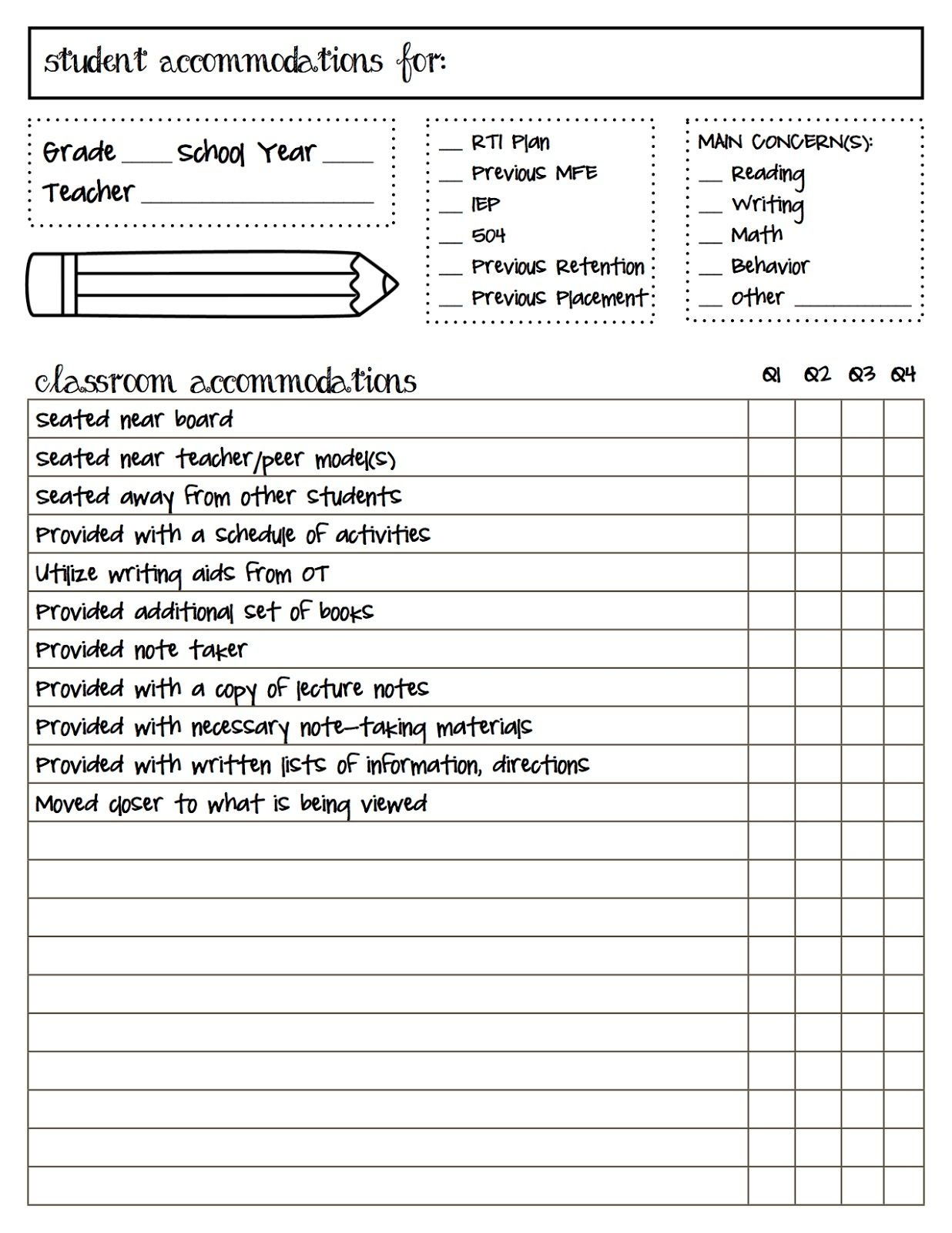 Iep At A Glance Free Printable Free Printable