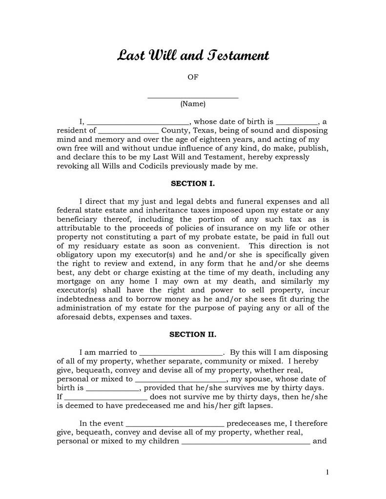 Download Wisconsin Last Will And Testament Form Pdf Rtf Word 