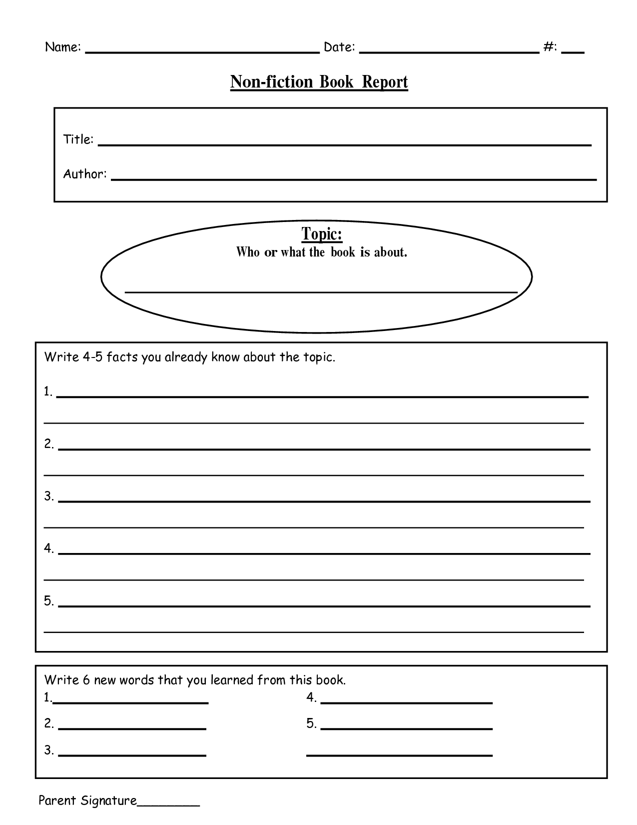 Free Printable Book Report Templates Non Fiction Book Report doc
