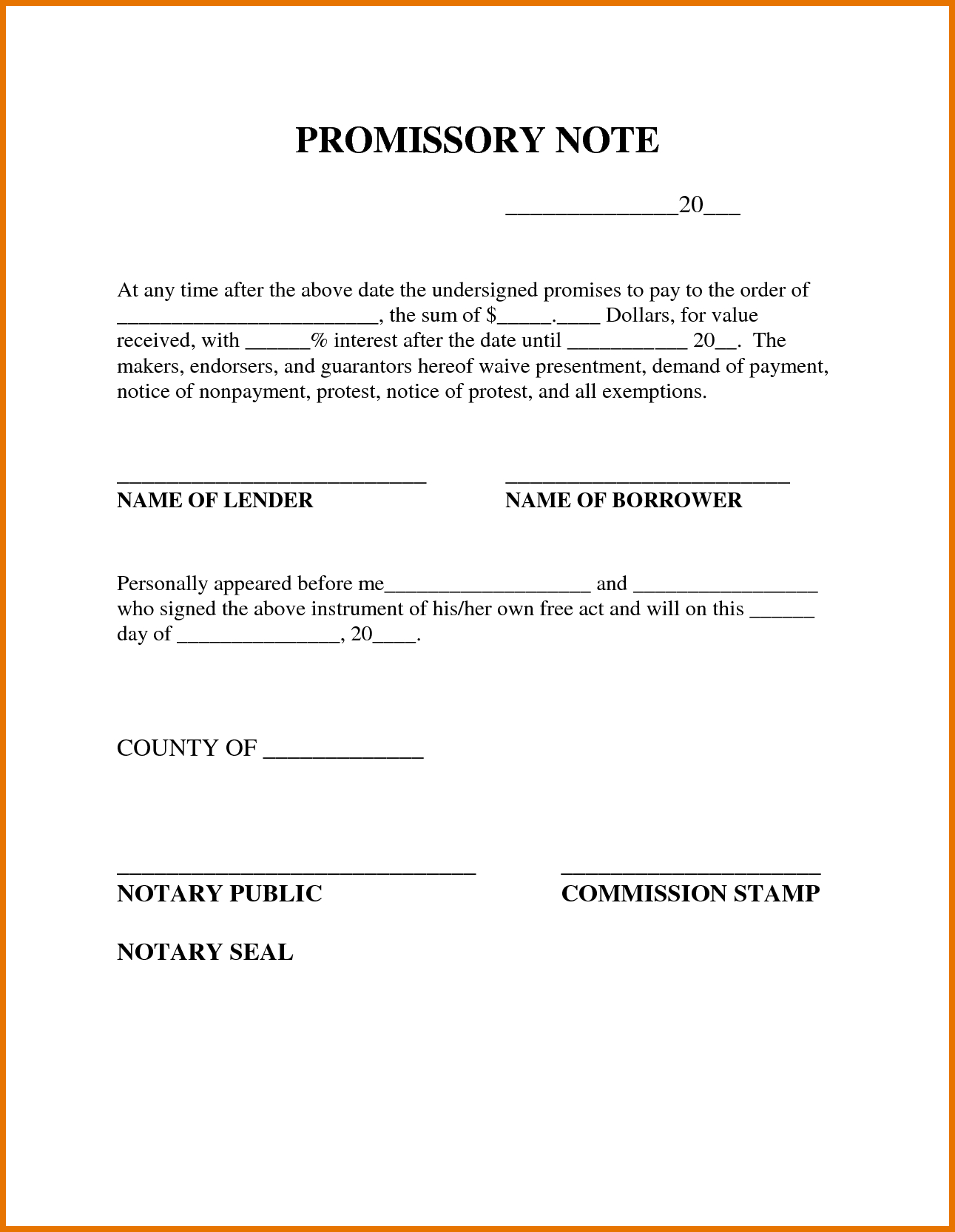 Free Printable Promissory Note For Personal Loan Free Printable