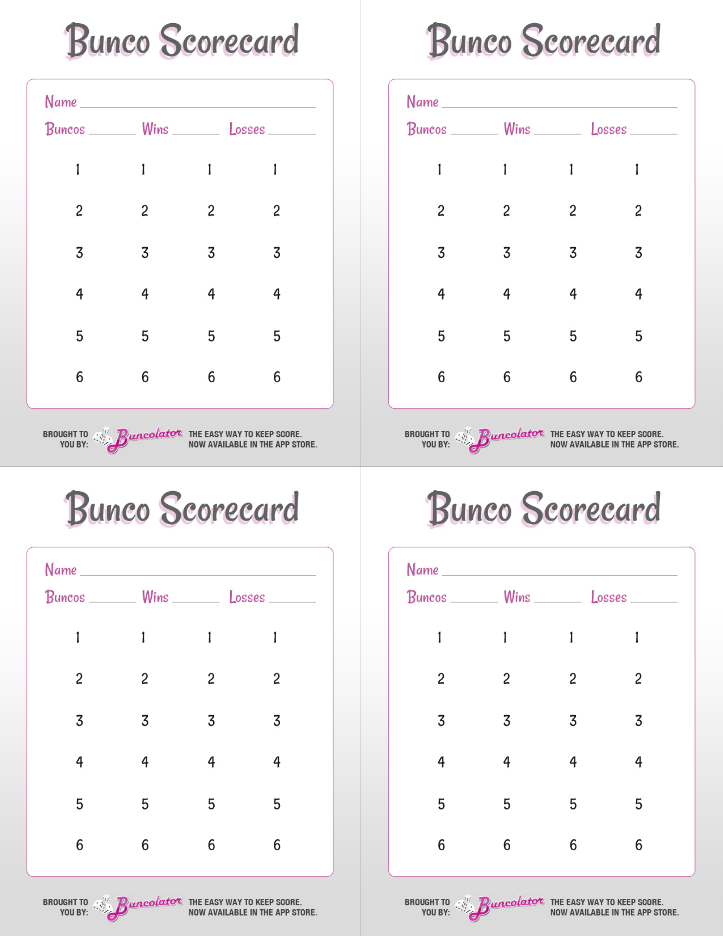 Free Printable Bunco Score Sheets 79 Images In Collection Page 1 
