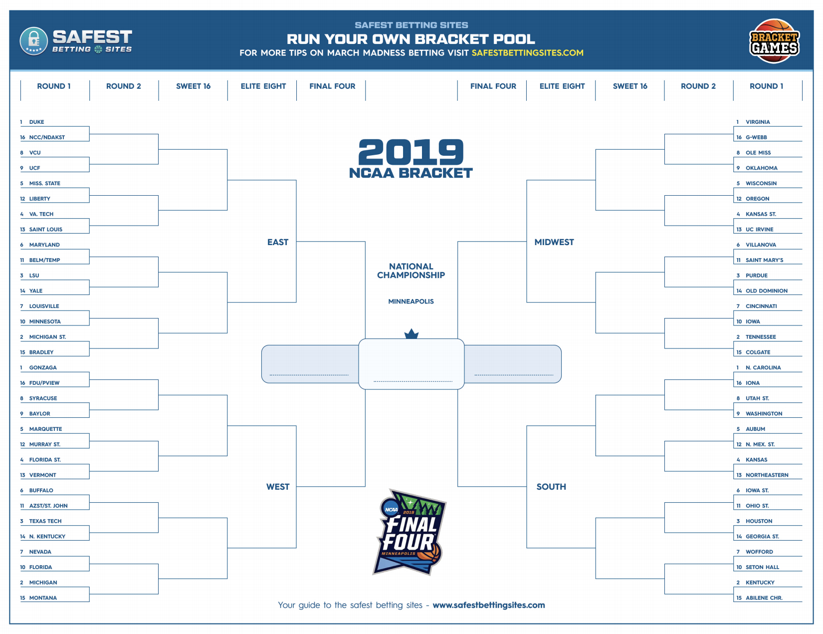 Free Printable March Madness Bracket Free Printable