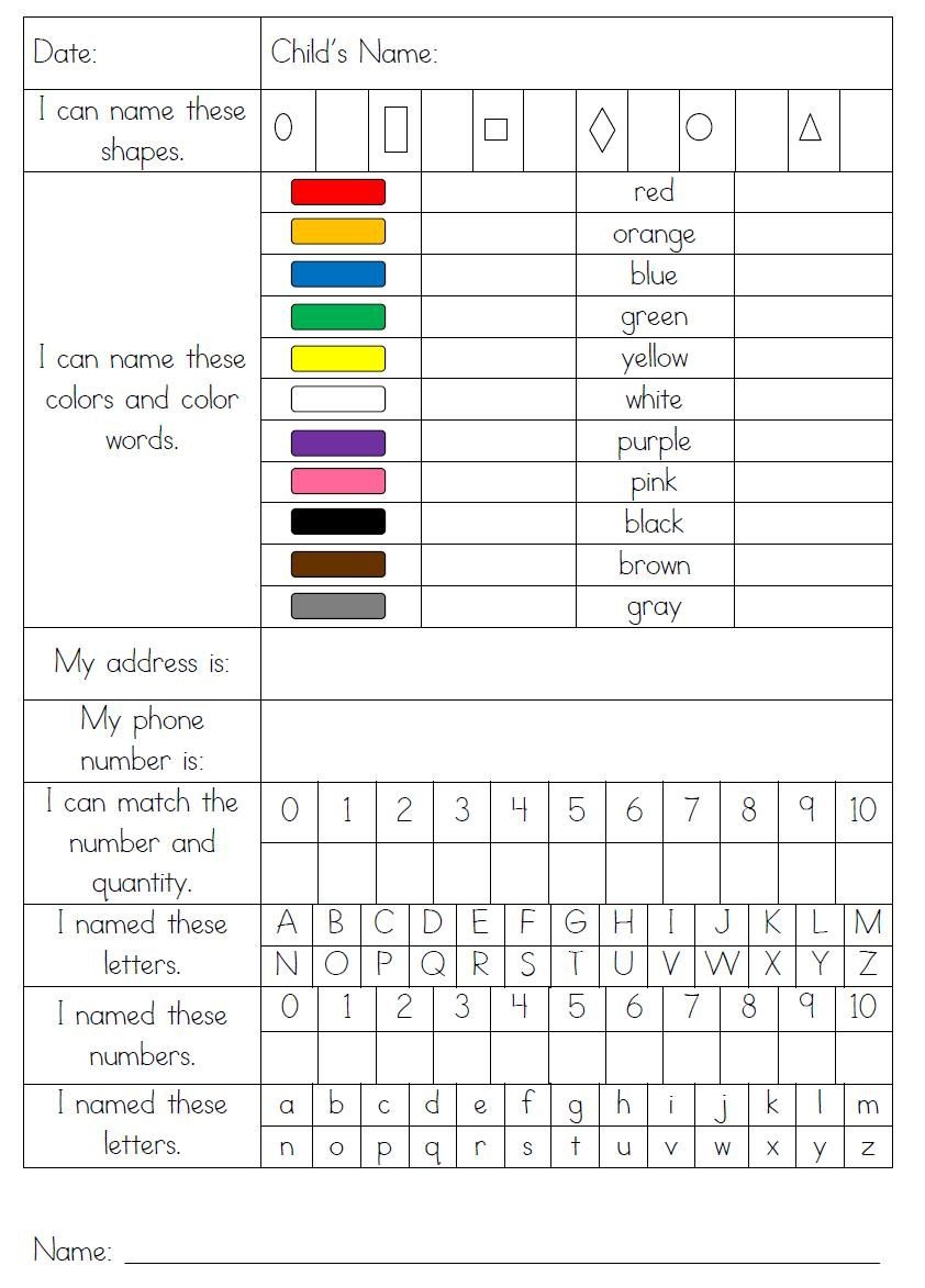 Free Printable Pre K Assessment Forms Free Printable