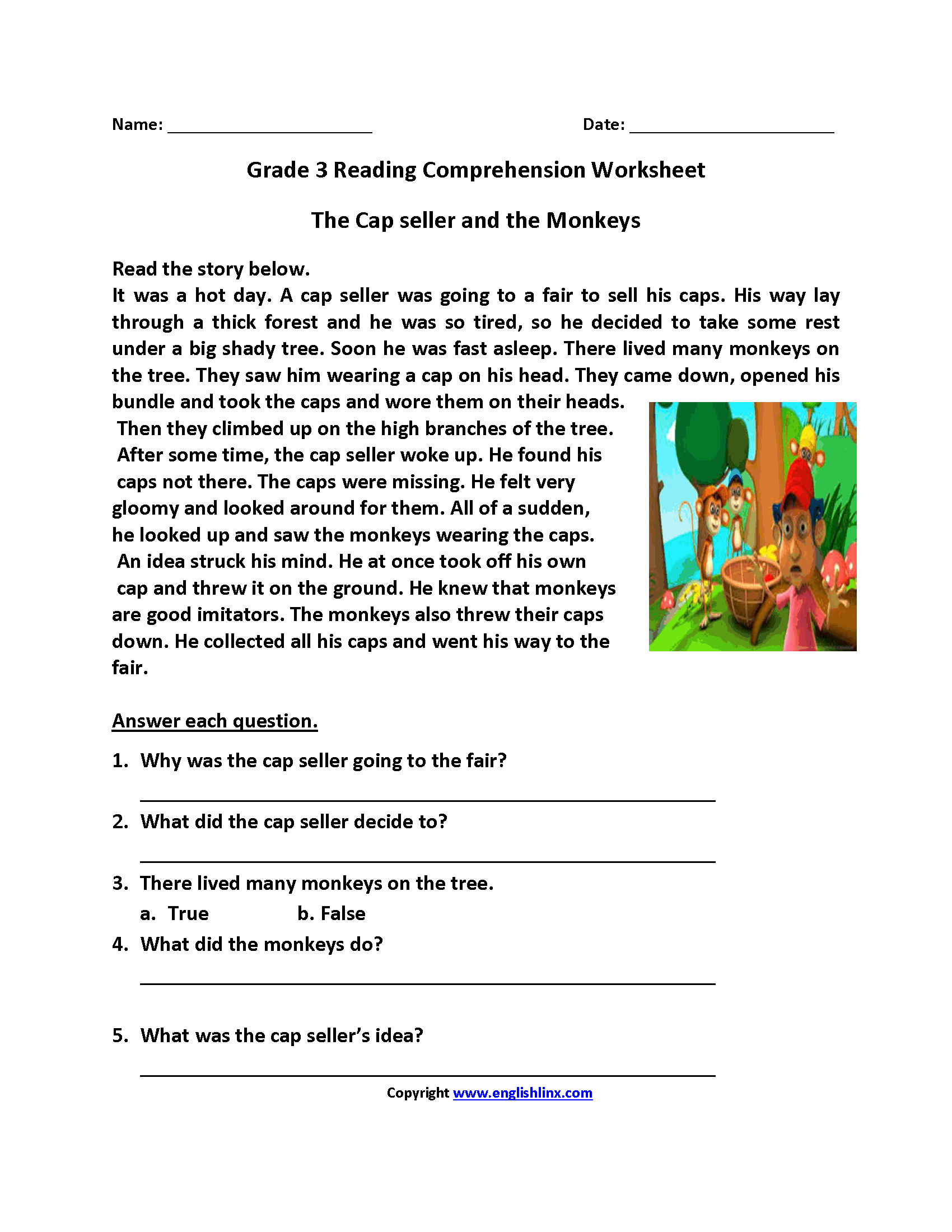 Third Grade Reading Comprehension Worksheets Lobo Black Third Grade