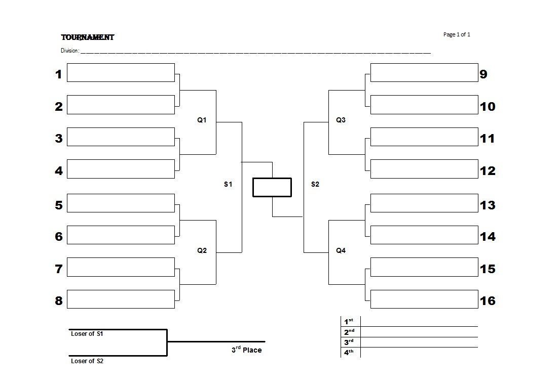 32 Tournament Team Bracket Printerfriendly Free Printable Wrestling 