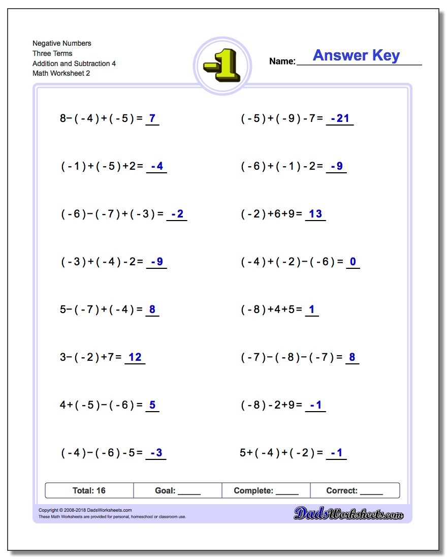 Free Printable Integer Worksheets Grade 7 Free Printable