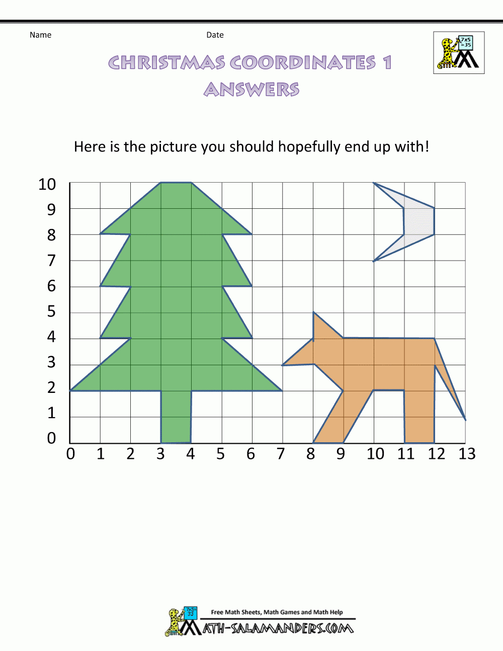 Christmas Math Activities Free Printable Christmas Coordinate 