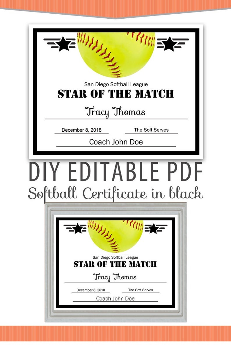 Printable Softball Certificates Printable World Holiday