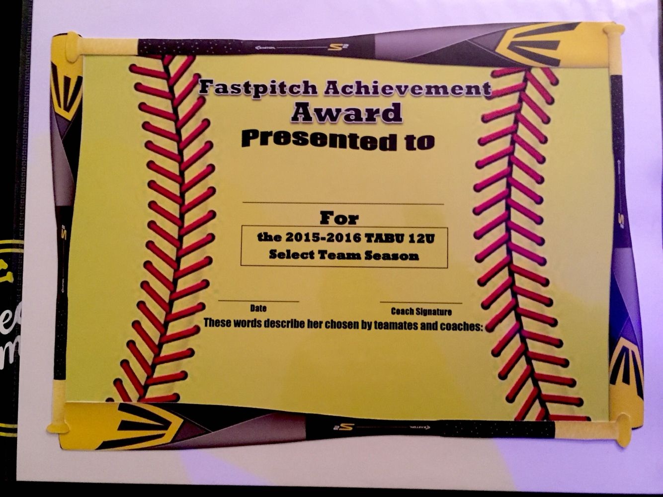 Softball Certificate Template Free