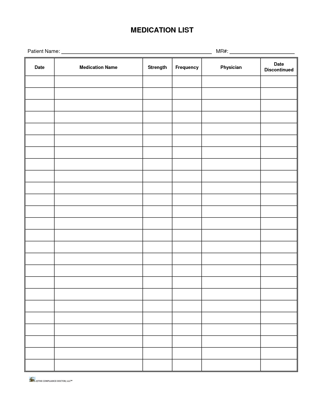Free Printable Wallet Medication List Template Free Printable