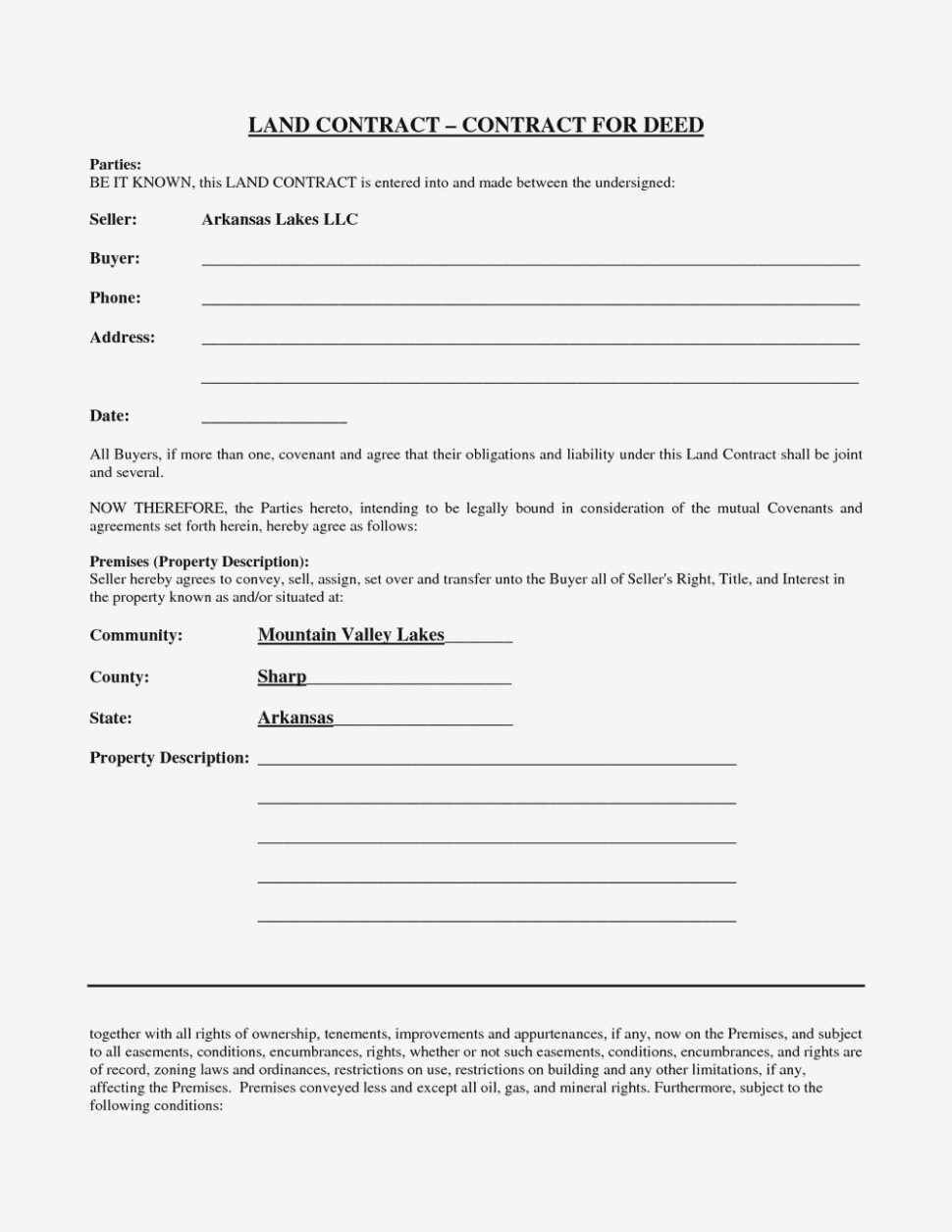 Free Printable Land Contract Forms Printable World Holiday