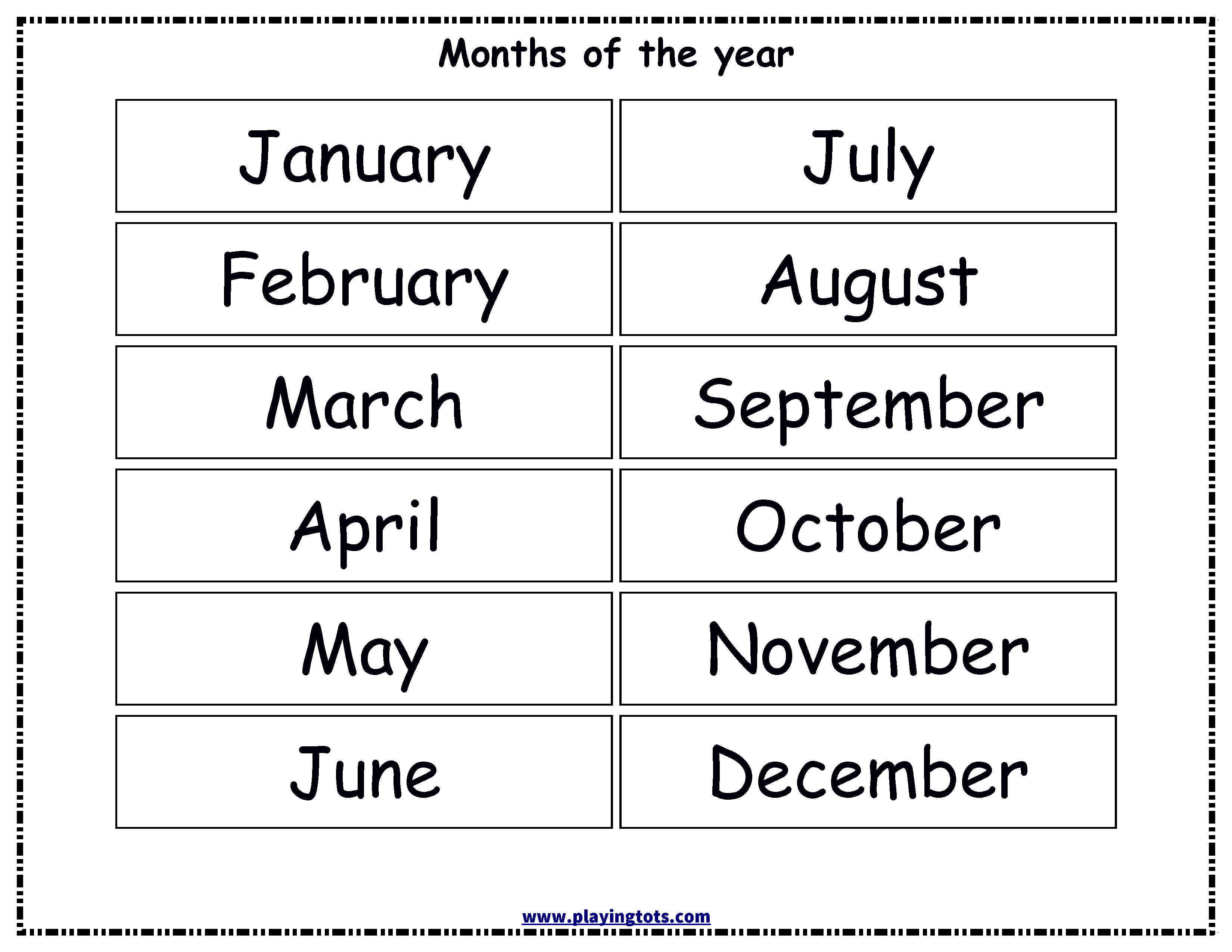 Printable Months Minimalis
