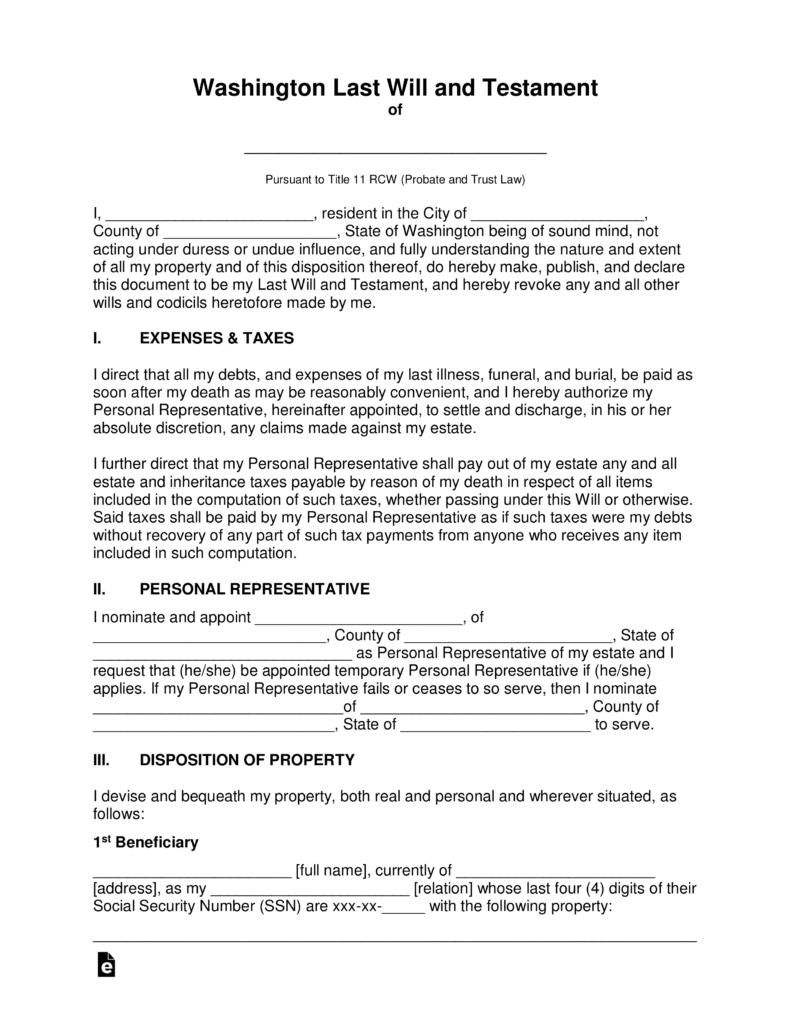 Free Printable Living Will Forms Washington State Free Printable