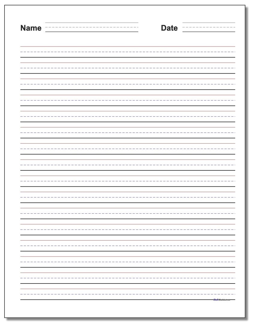 Elementary Lined Paper Printable Free Free Printable