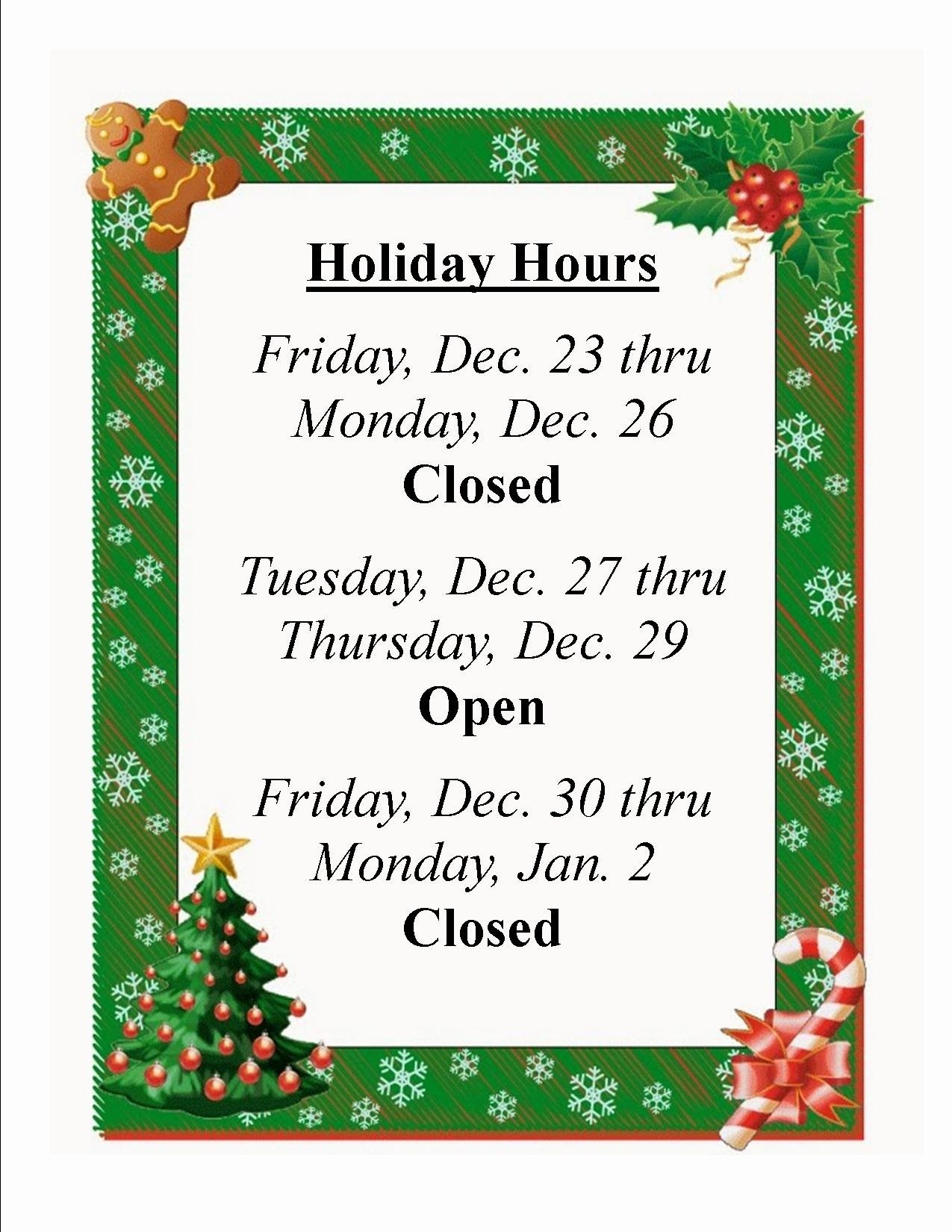 Christmas Closed Sign Template
