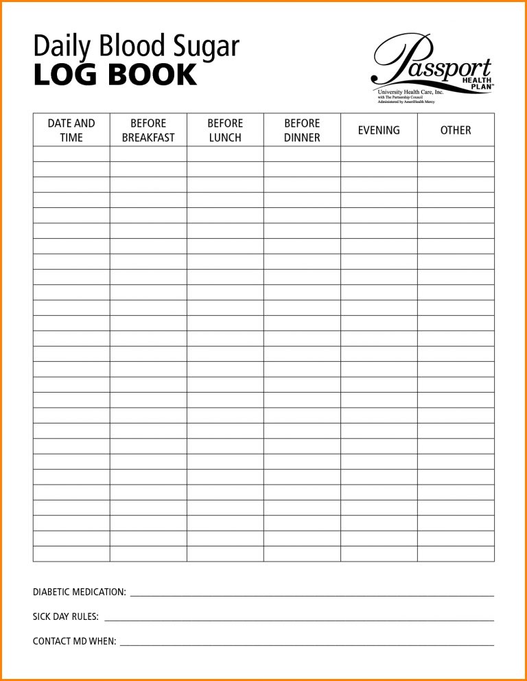 Image Result For Printable Blood Sugar Log Sheet Template Binder 