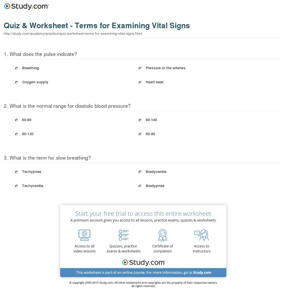 Quiz Worksheet Terms For Examining Vital Signs Study Free 